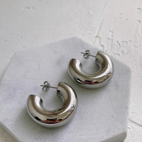 LACCstudios | Jewelry | Chunky Silver Hoop Earrings Chunky Hoop ...